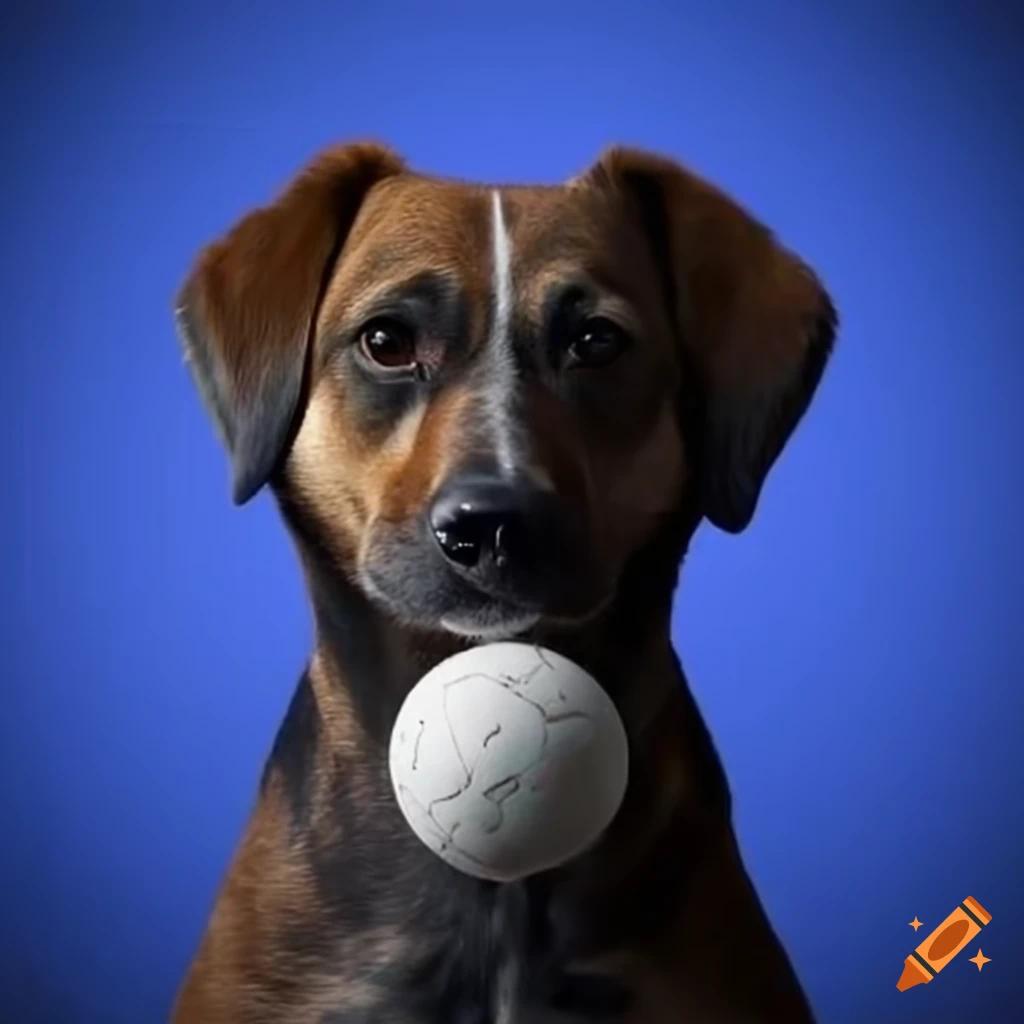 Dog fetching a large ball