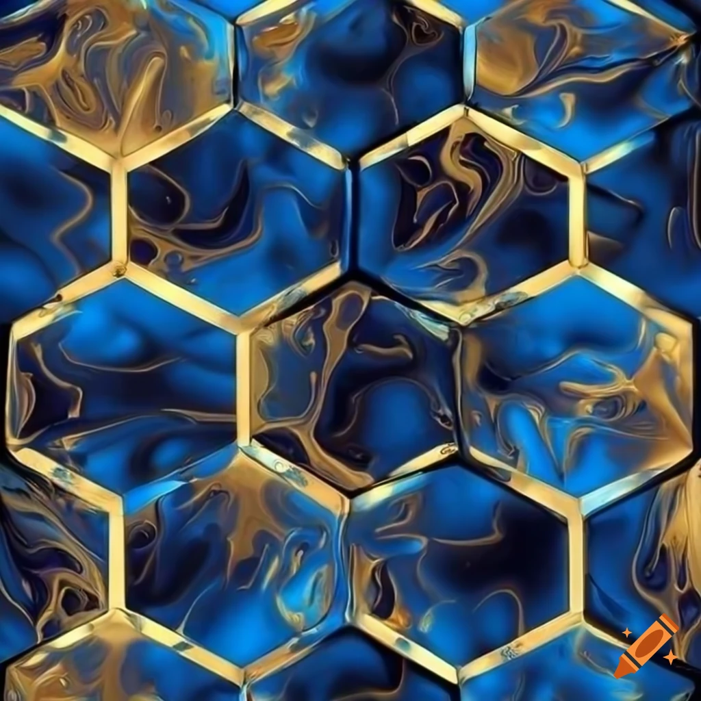 Vibrant artwork of marbled hexagonal patterns