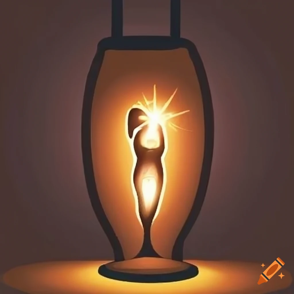 Logo of a human inside a lamp in a primitive style on Craiyon