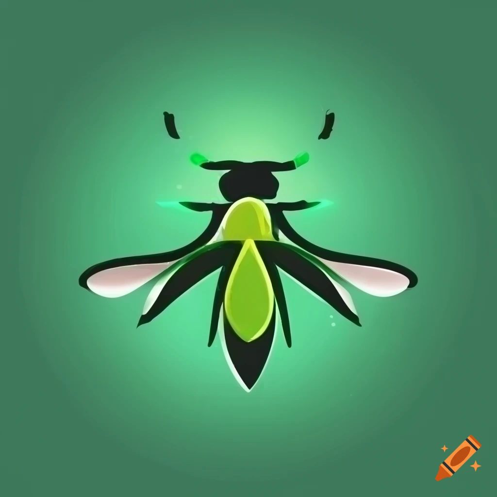 Symmetrical green firefly logo