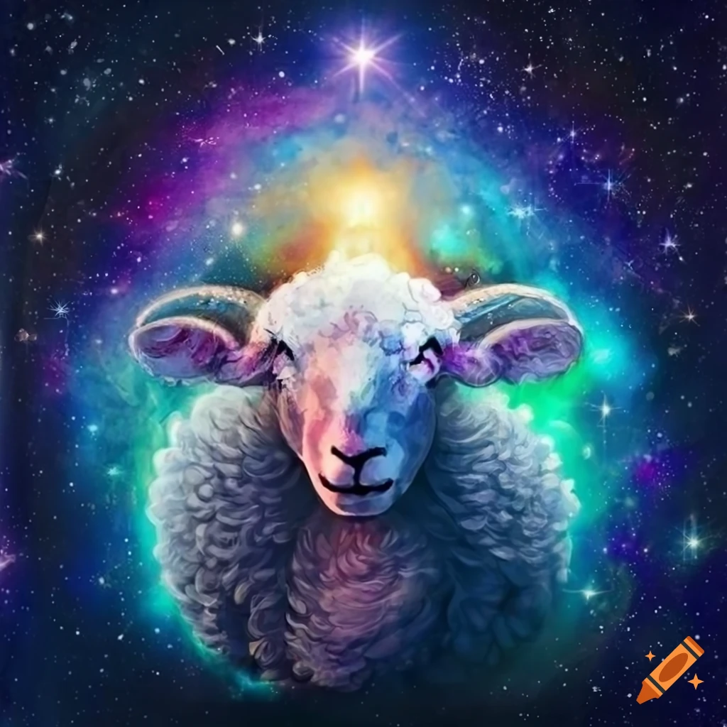 Modern realistic art of a celestial sheep god on Craiyon