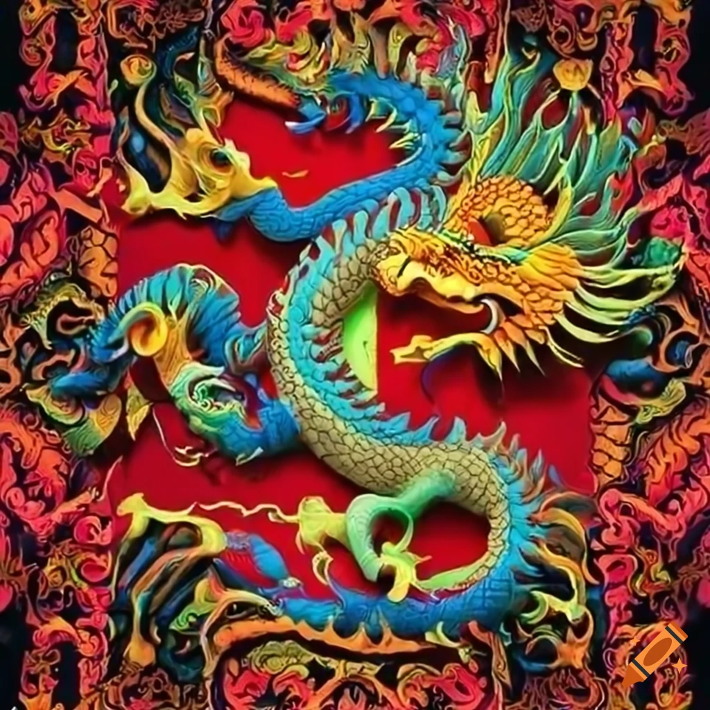 Colorful chinese dragon with intricate patterns on Craiyon