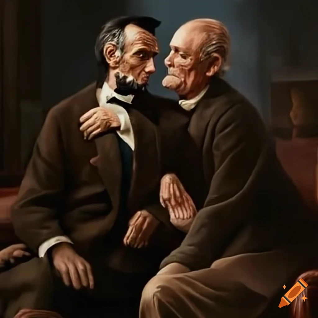 Humorous illustration of abraham lincoln hugging dr. phil