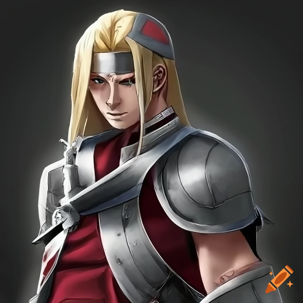 Artwork of a fusion between Andy Bogard and Byakuya Kuchiki as a medieval knight on Craiyon