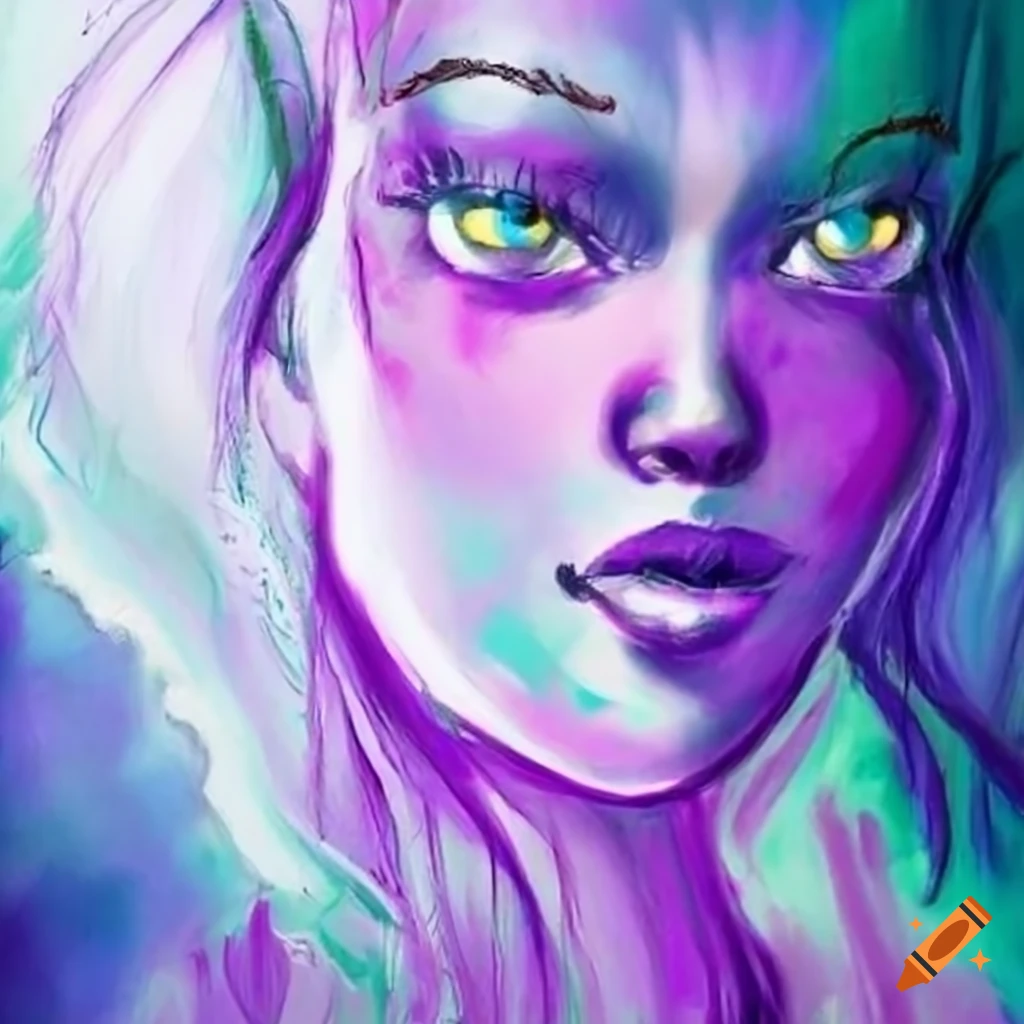 Artistic portrait of aisha with lavender colors on Craiyon