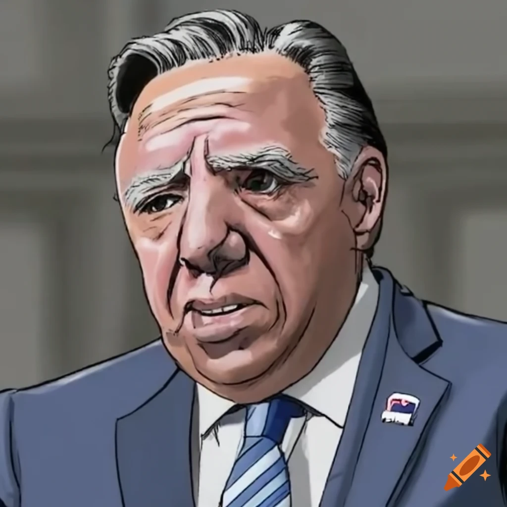 Cartoon portrait of a furious françois legault
