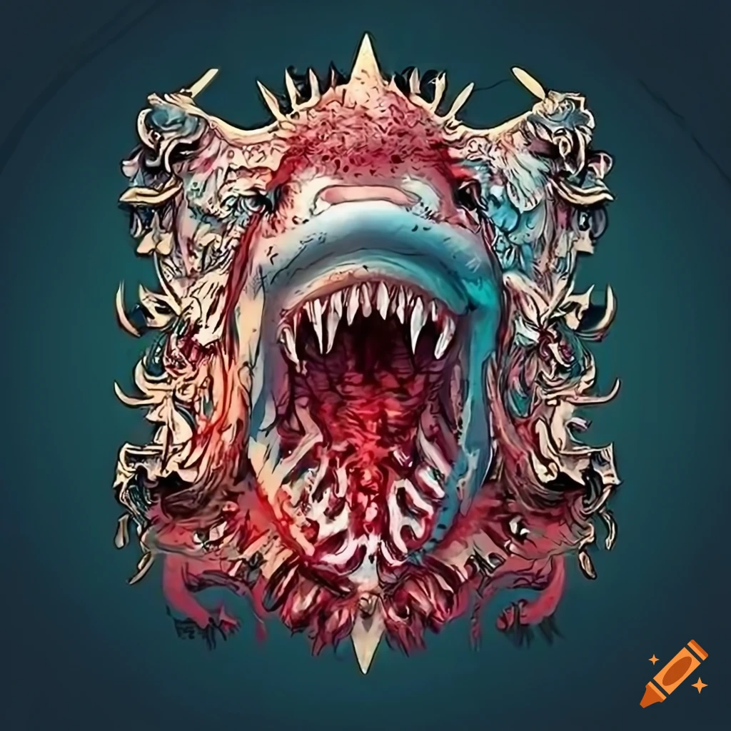 Coat of arms with a shark in a majestic design