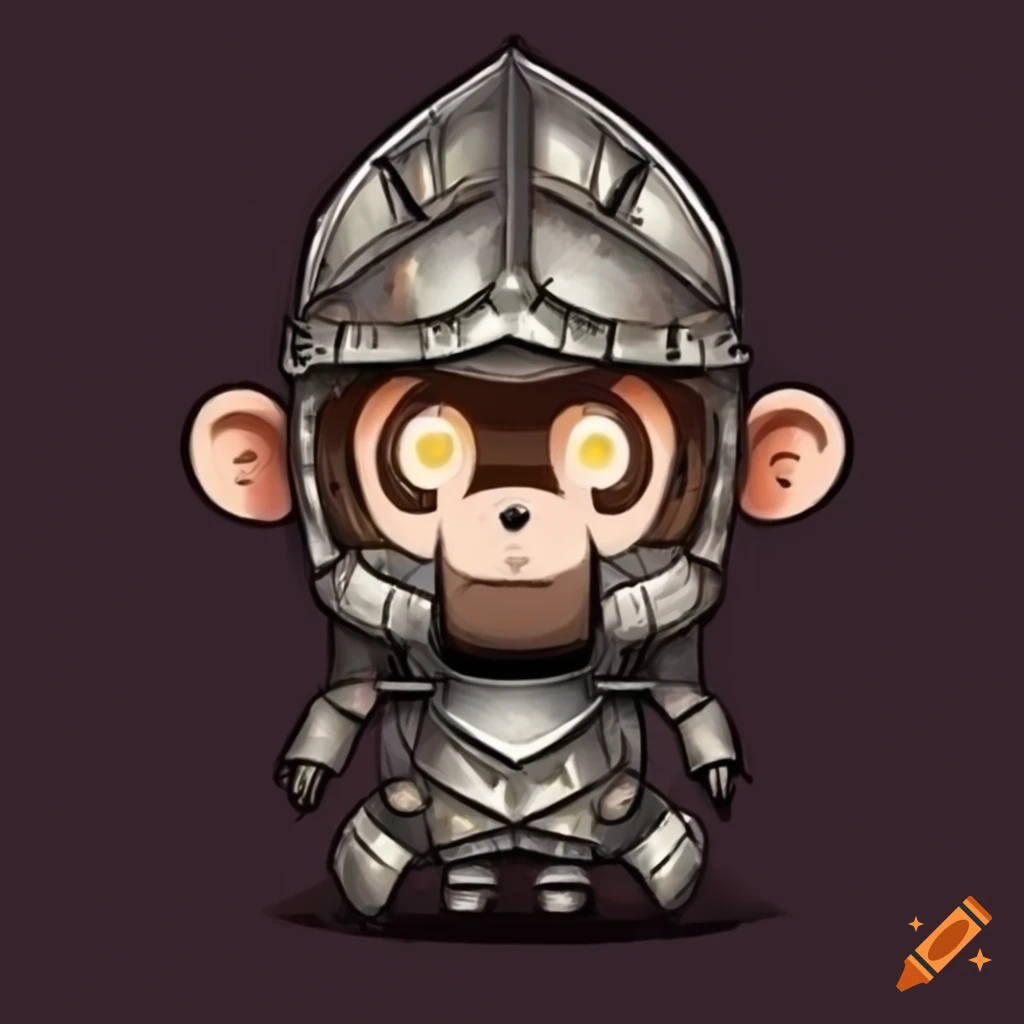 Cute ape in metal armor