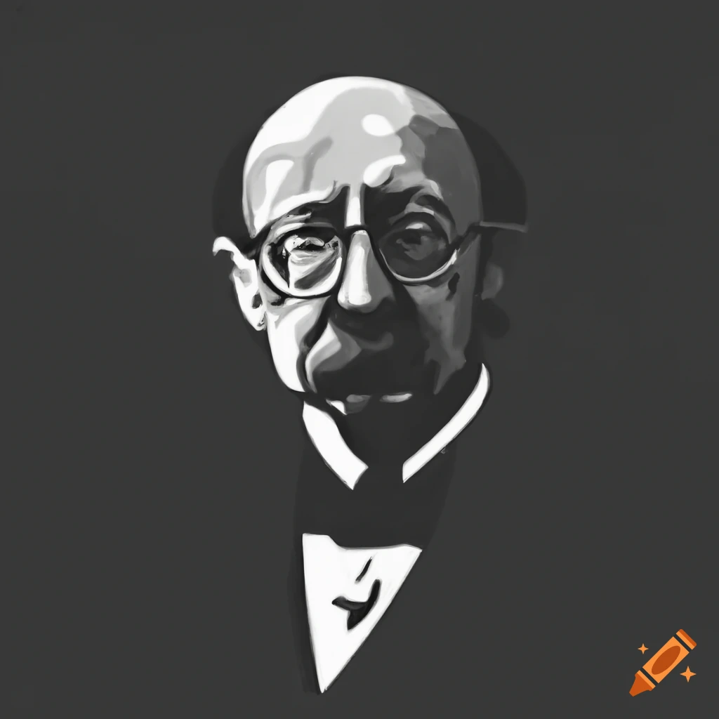 Black and white stencil portrait of max planck