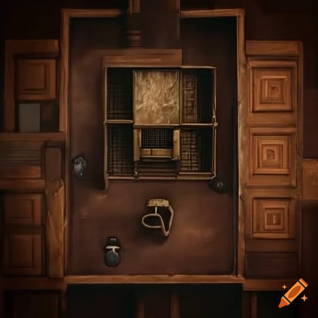 Top-down view of a board game tile with a trap door on Craiyon