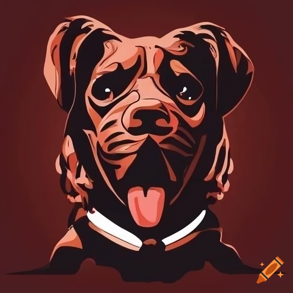 Black line art of a dog