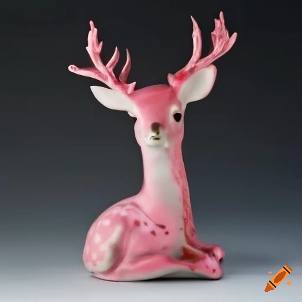 Pink porcelain deer from japan