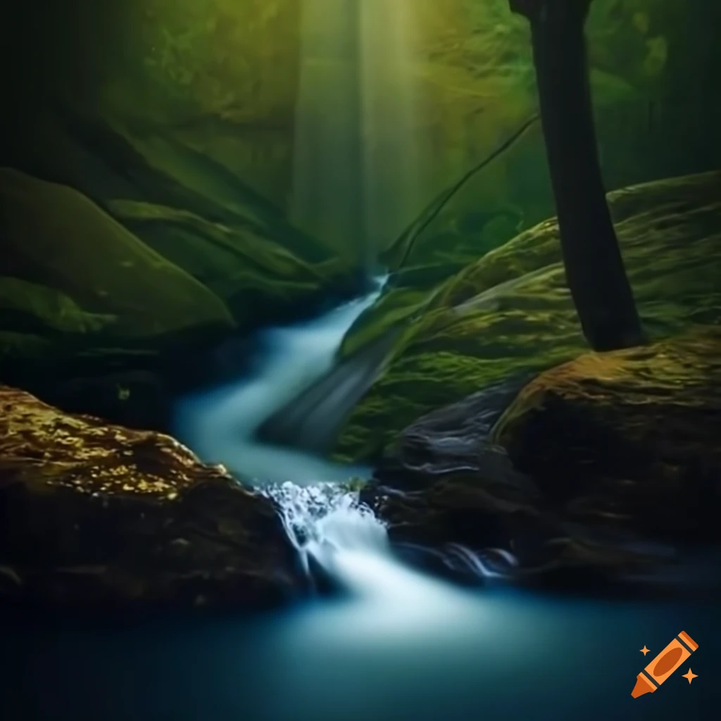 Stream with flowing water