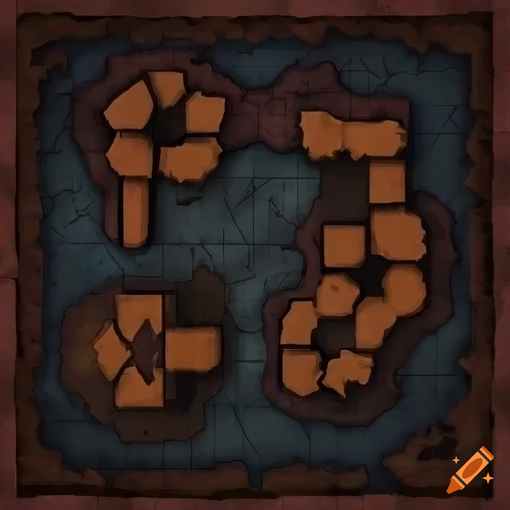 Top-down map of a cave system