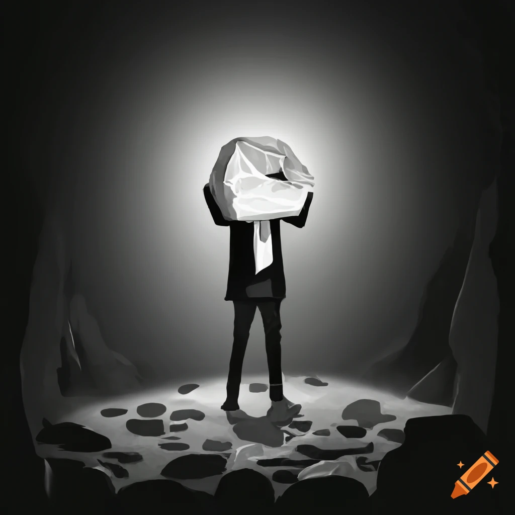 Businessman hiding under a rock