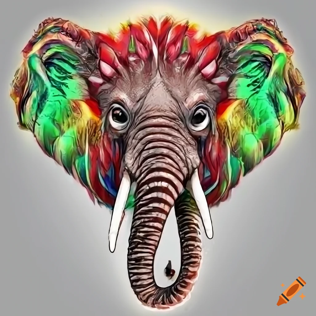 Colorful elephant head on abstract background