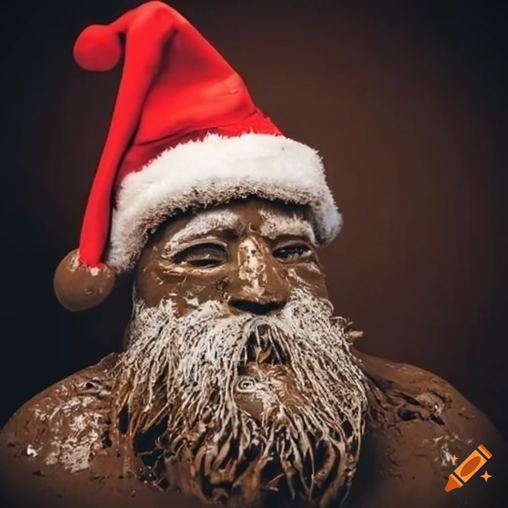 Mud sculpture of santa claus
