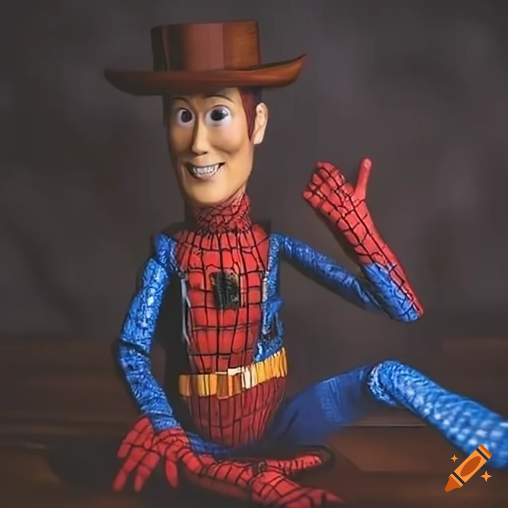 Woody dressed as spiderman