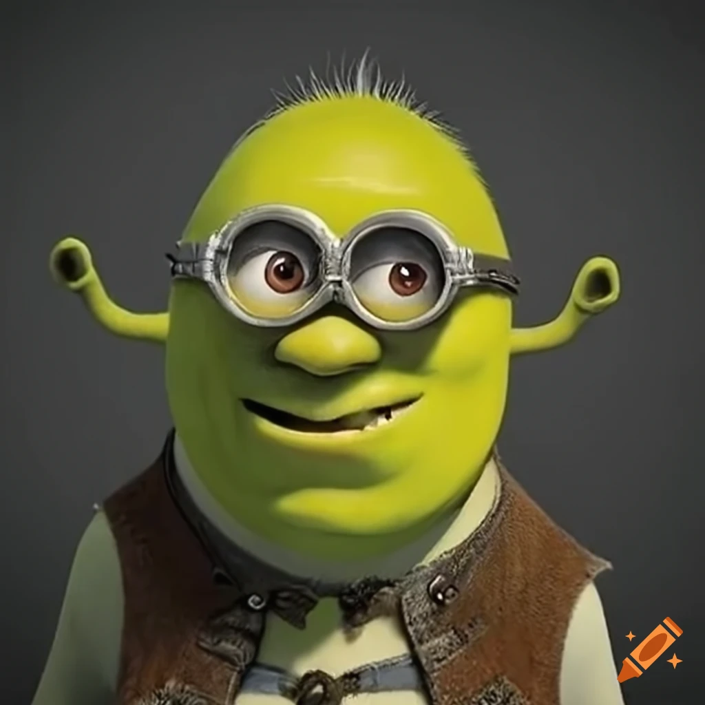 Character of a funny shrek minion on Craiyon