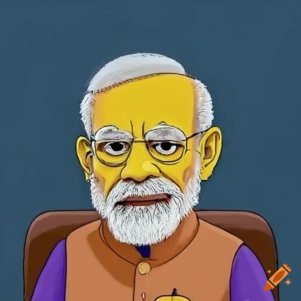 Indian prime minister modi in a simpsons-themed world on Craiyon