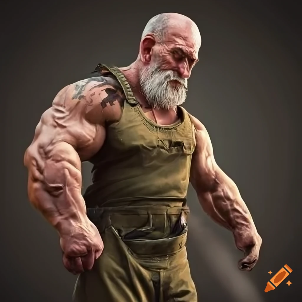 Vintage photo of a strong old man in a forge on Craiyon