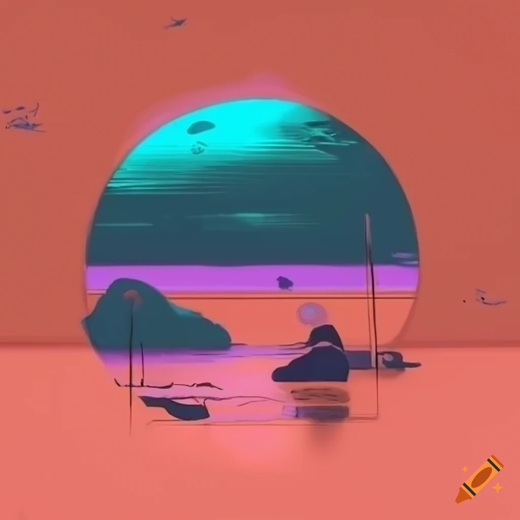 Minimalistic design for a lo-fi music playlist on Craiyon