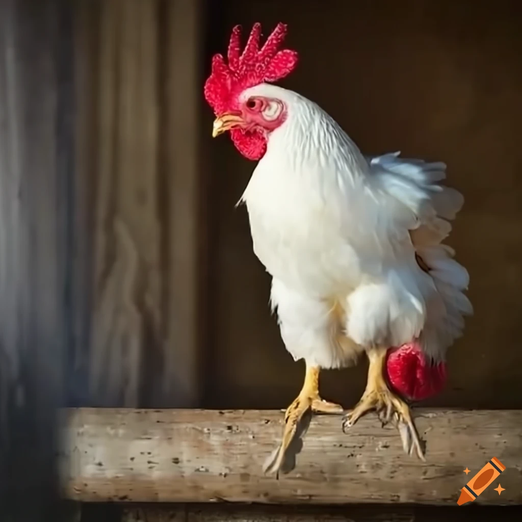 Chickens flapping their wings in a barn