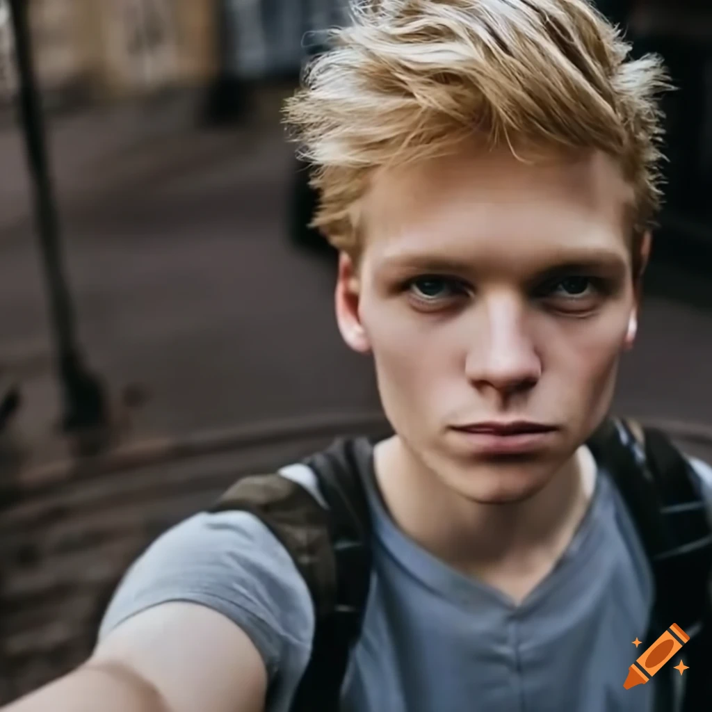 Blond man standing outside