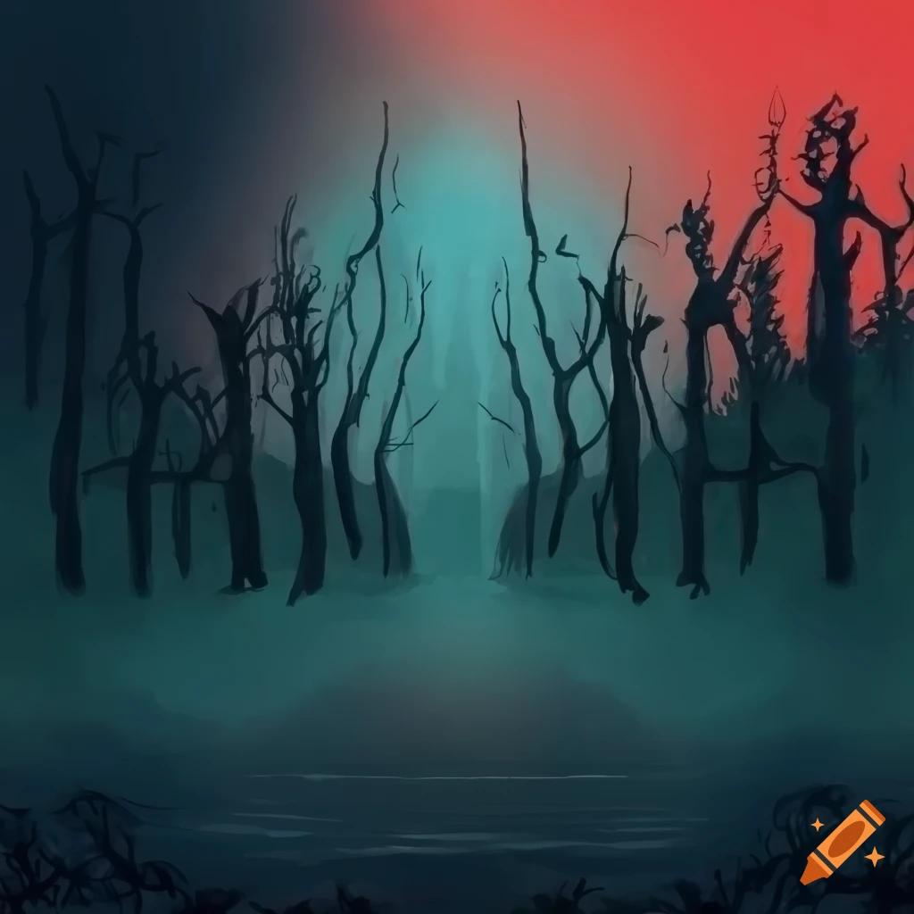 Surreal artwork of a bone forest