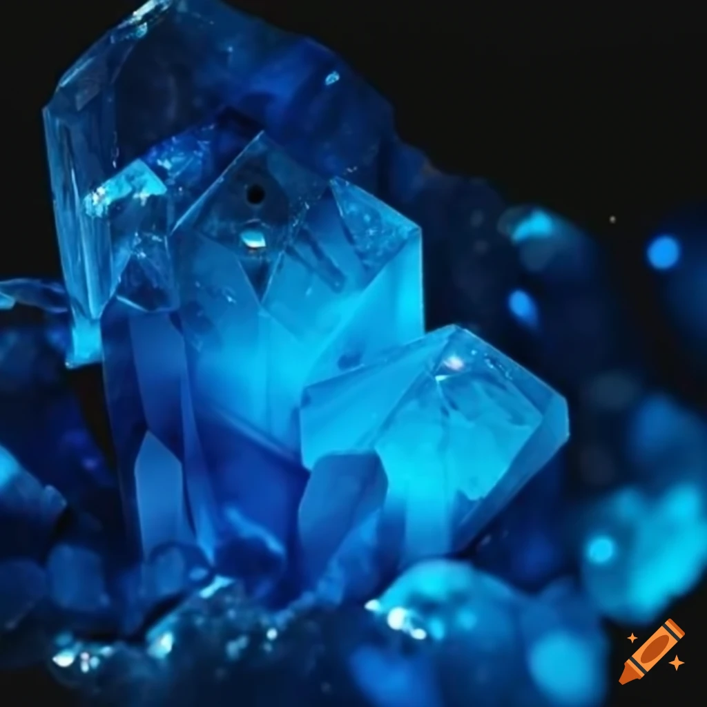 Vibrant blue glowing crystals on Craiyon