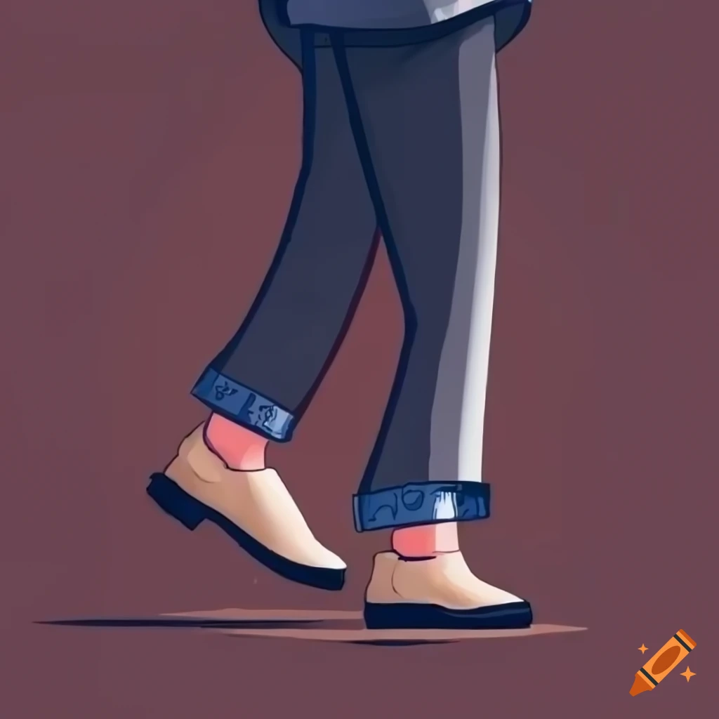 Close up of stylish cartoon legs walking