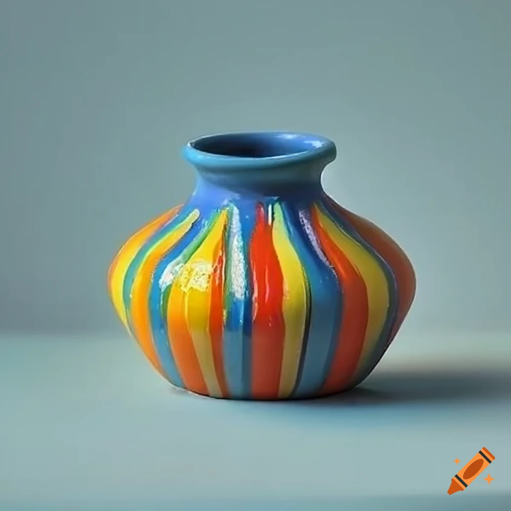 Step-by-step process of children creating colorful pottery