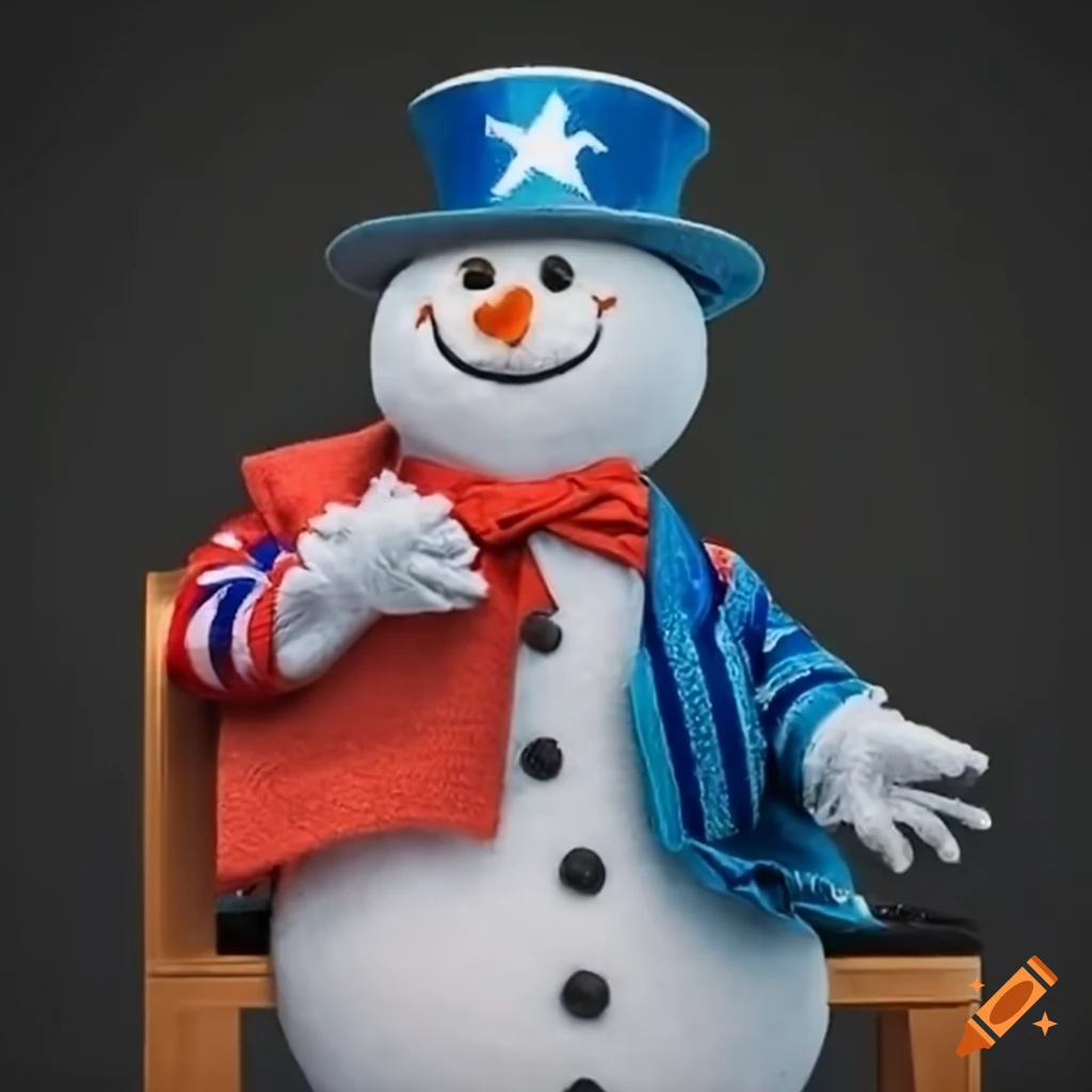 Frosty the snowman in an uncle sam suit on Craiyon