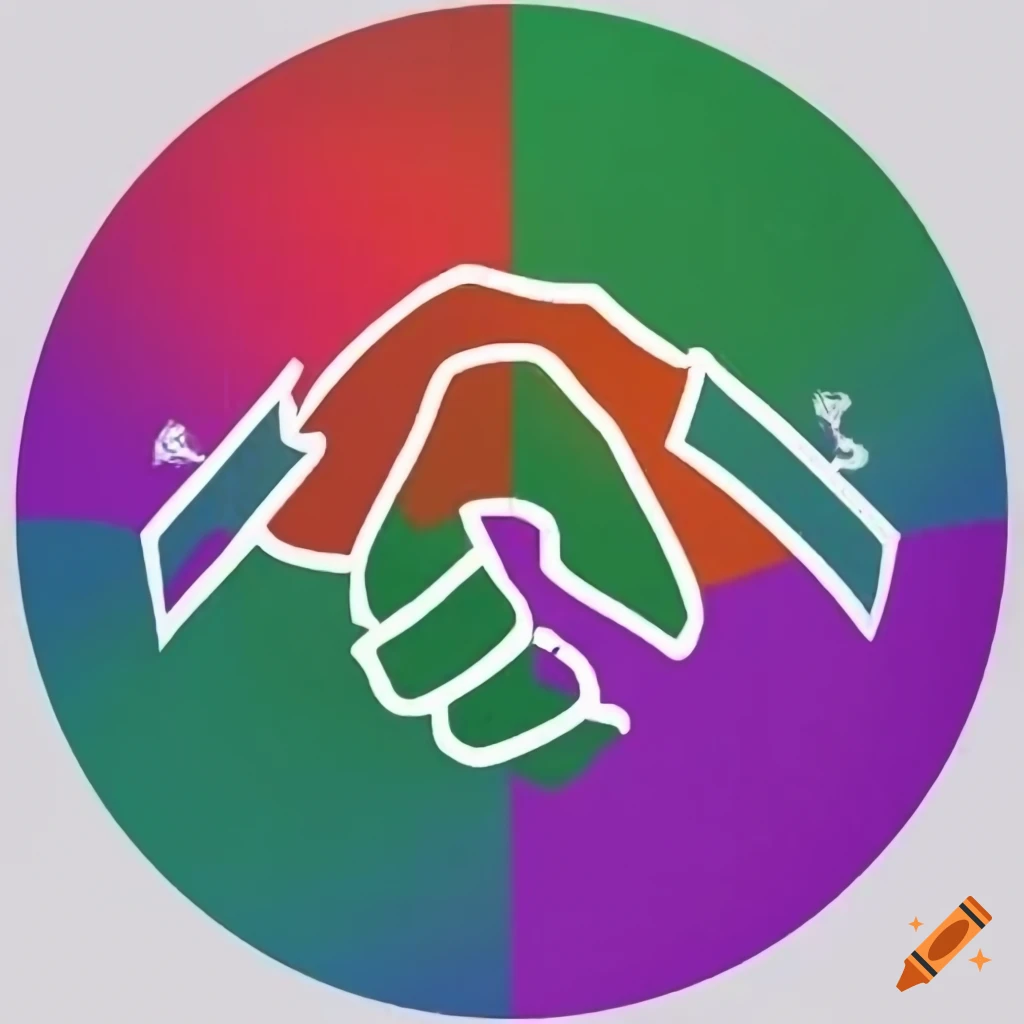 Symbolic political logo with handshake, pickaxe, and roses on Craiyon