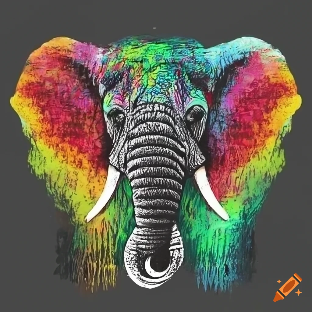 Colorful elephant head on Craiyon
