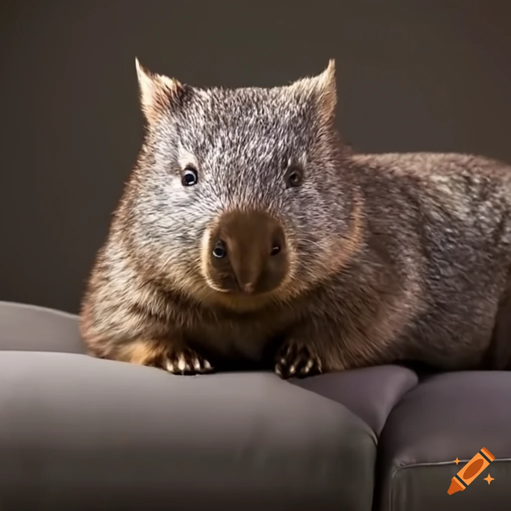 Cute wombat relaxing on a couch on Craiyon
