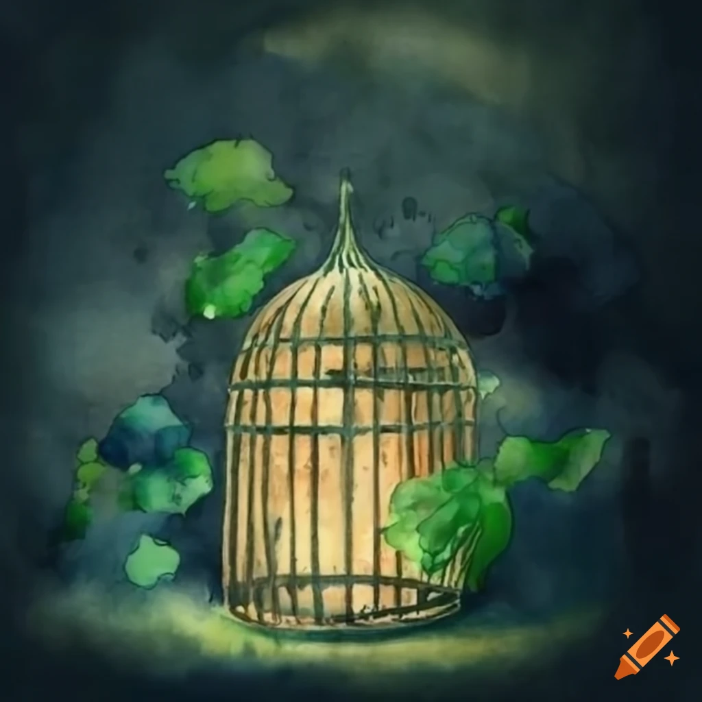 Conceptual image of a trapped bird on Craiyon