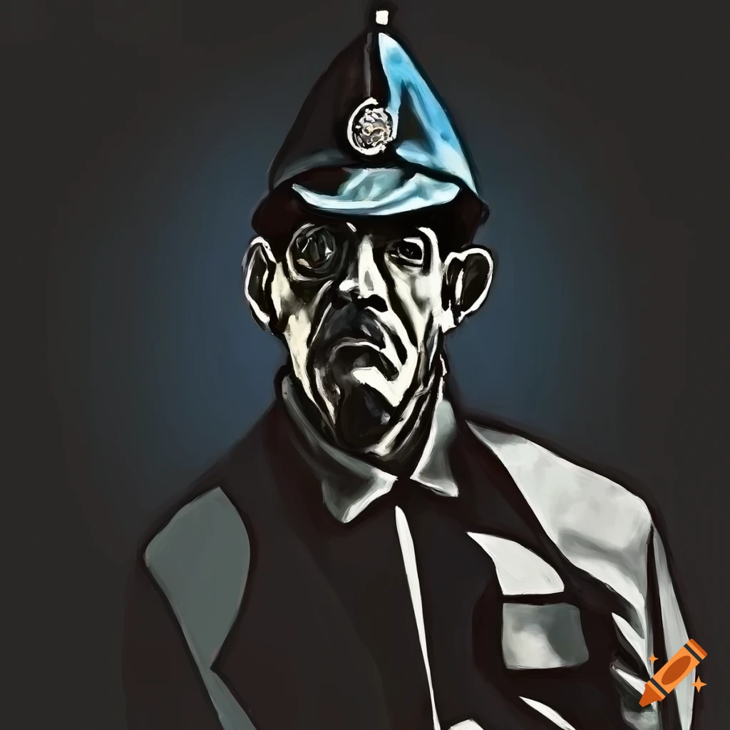 El greco style painting of a london policeman
