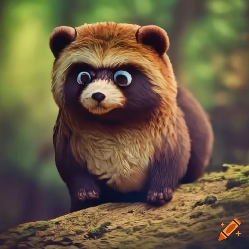 Tanuki running in the woods