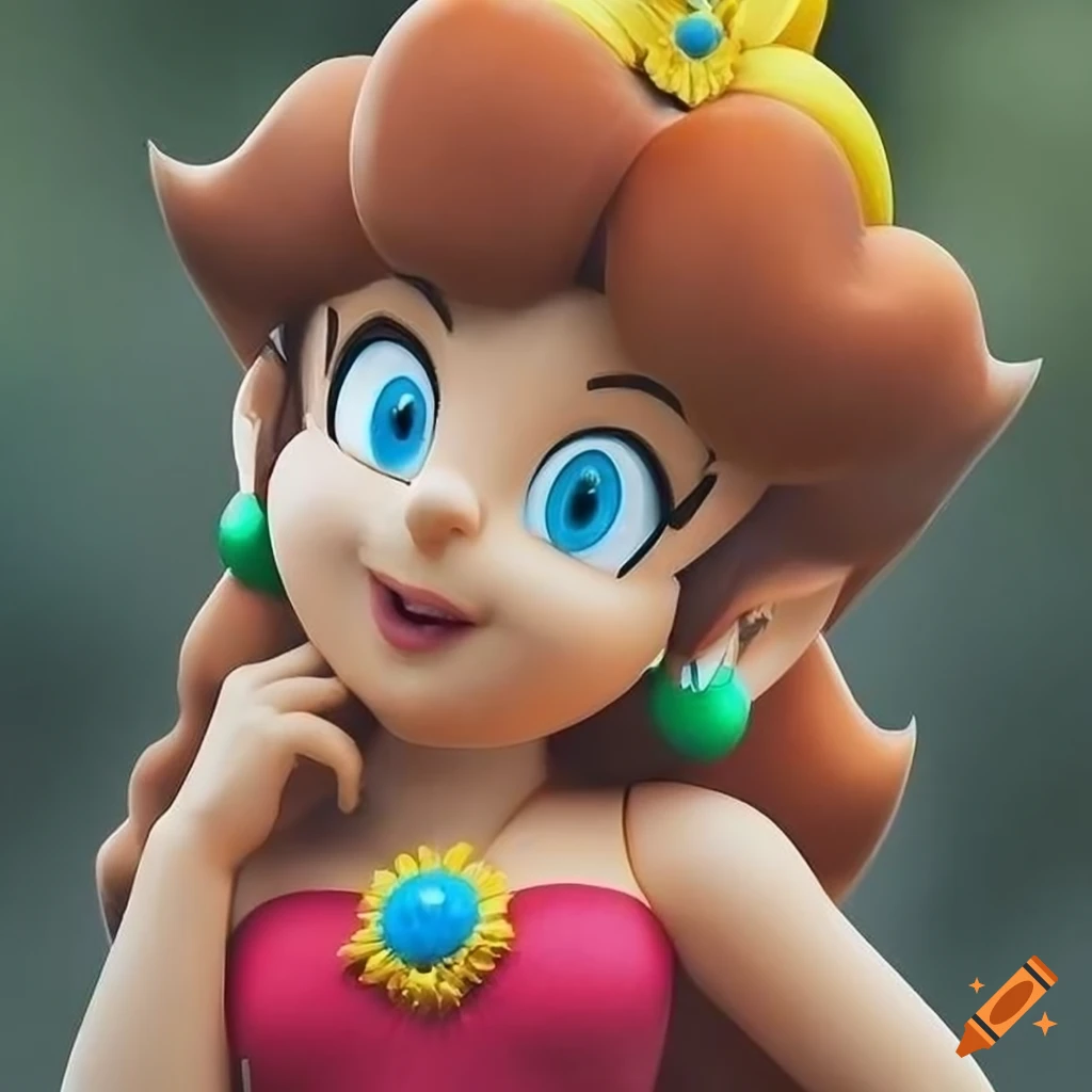 Realistic portrait of princess daisy from comic strip