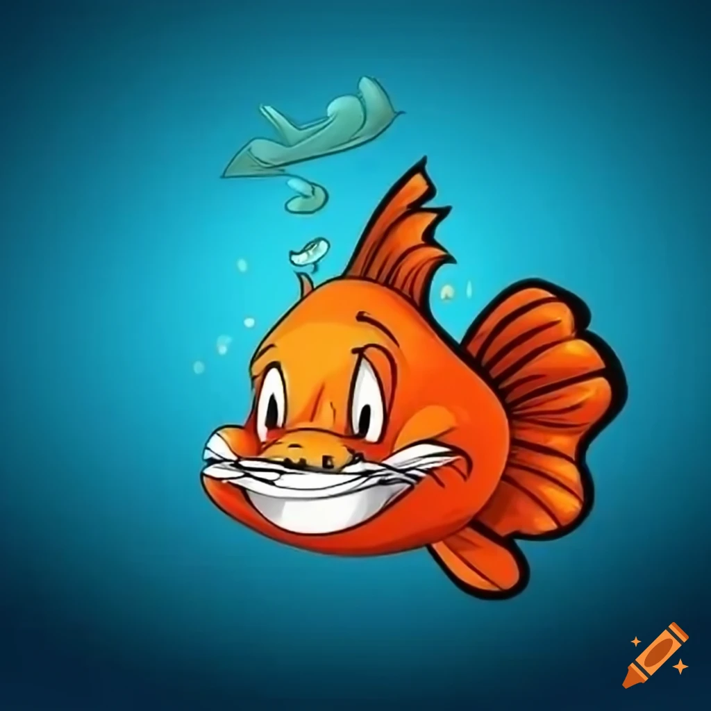 Cartoon fish mascot in looney tunes style on Craiyon