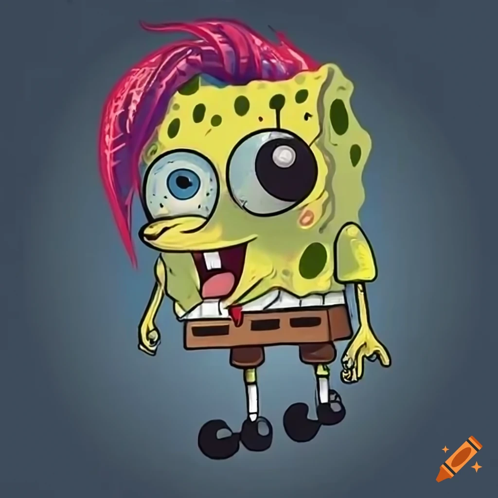 Spongebob squarepants with a punk rock hairstyle