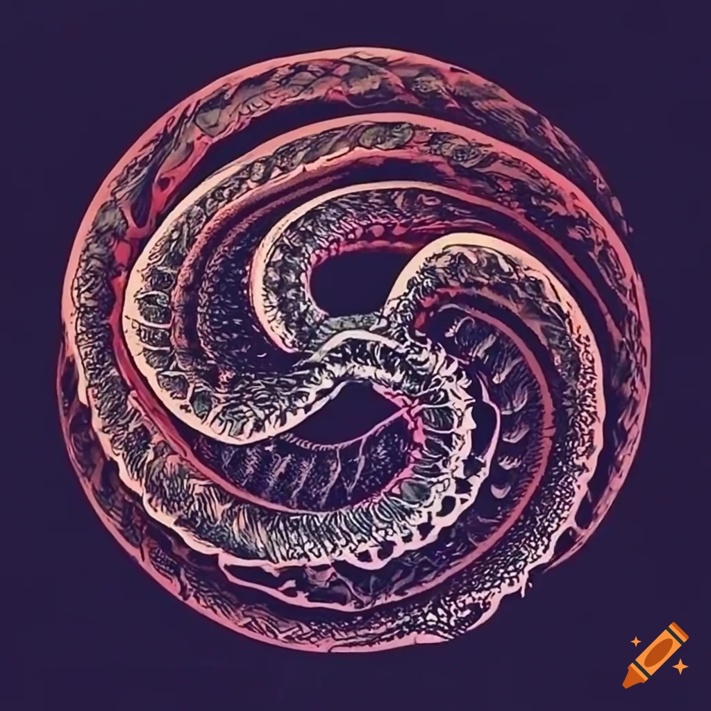 Symbolic artwork of a snake forming a circle