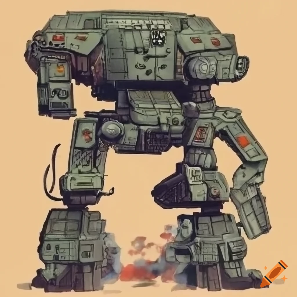 Art of a sci-fi mech walker from the 70s on Craiyon