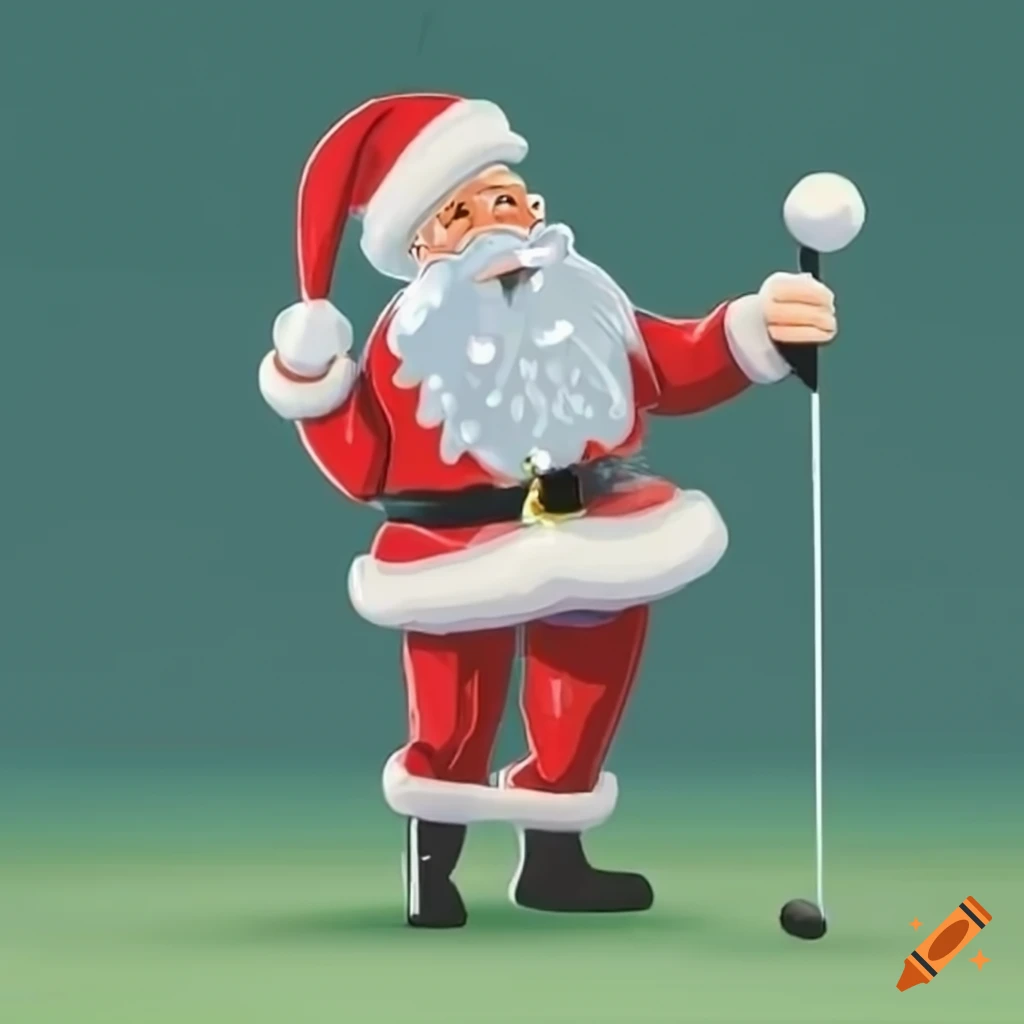 Santa claus playing golf