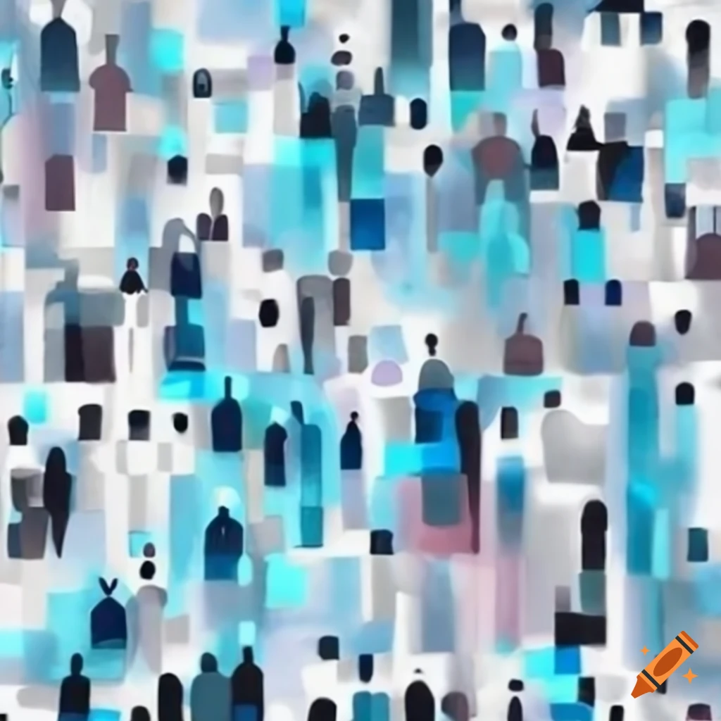 Mosaic painting of a crowd in a maze on Craiyon