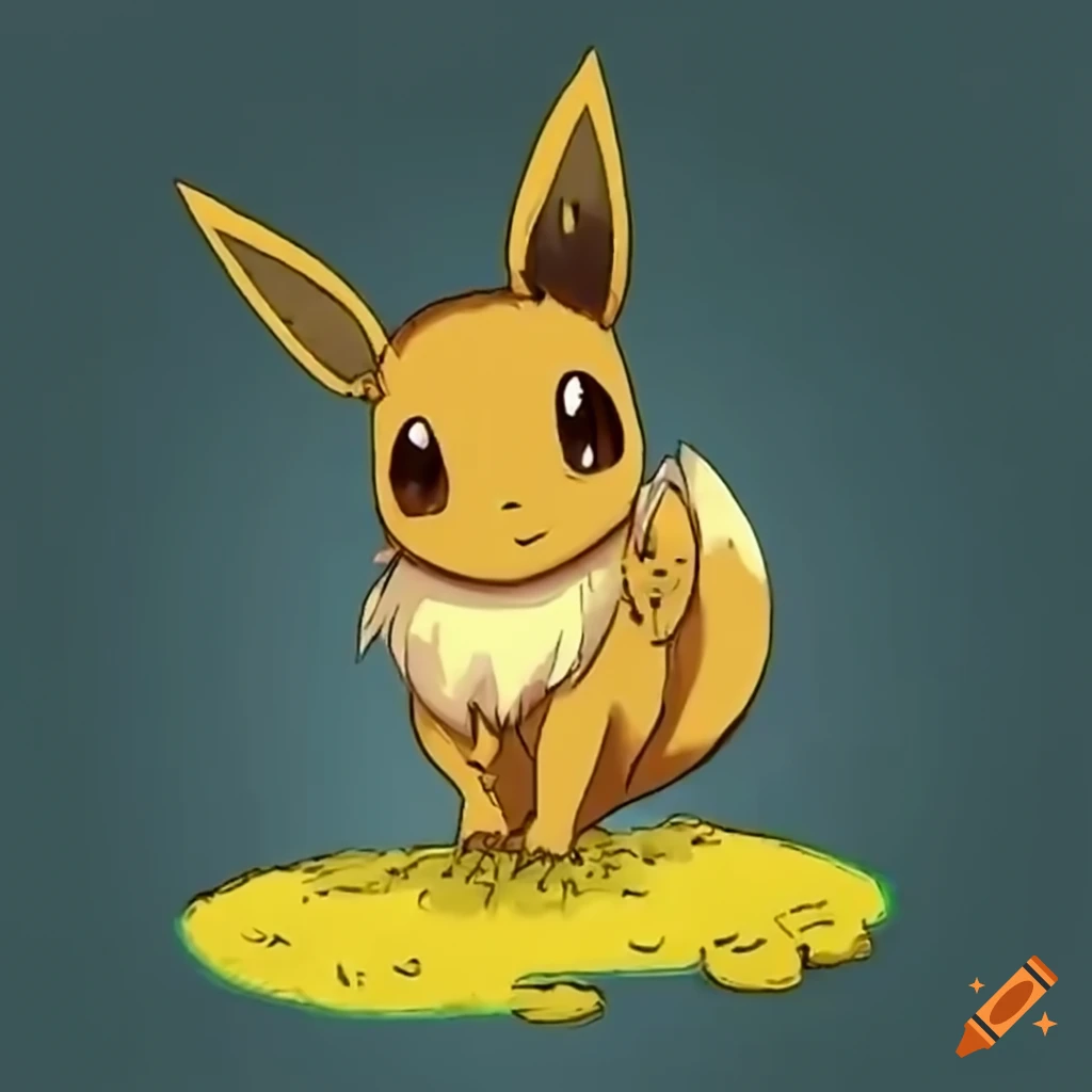 Eevee laying in yellow slime on Craiyon