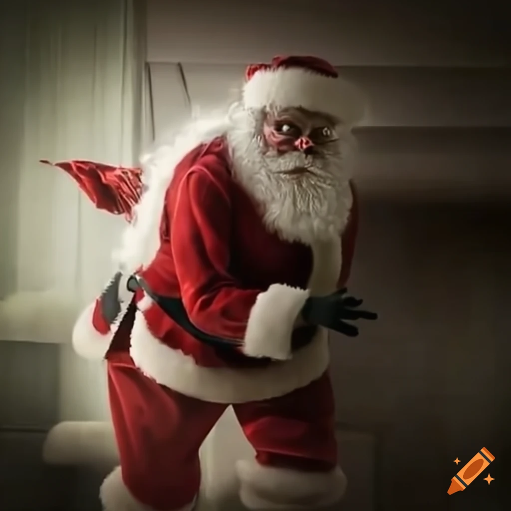 Humorous image of santa claus running away on Craiyon