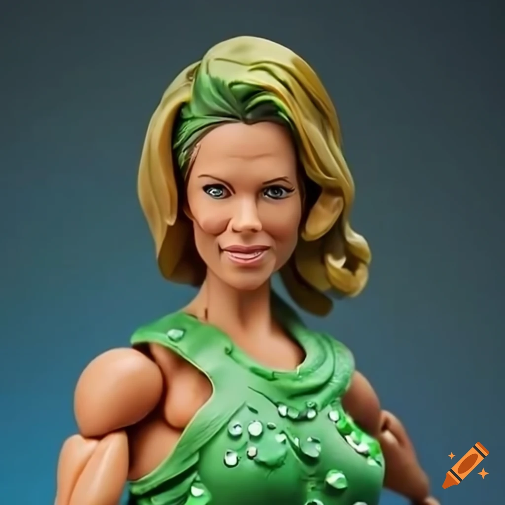 Action figure of jen carfagno in a leafy dress