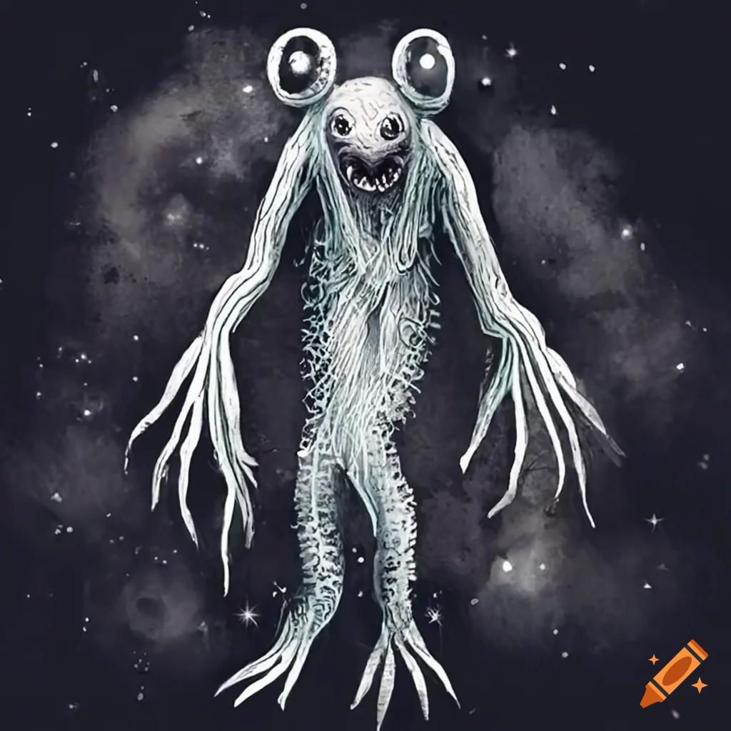 Scary creature from a magical whimsical universe on Craiyon